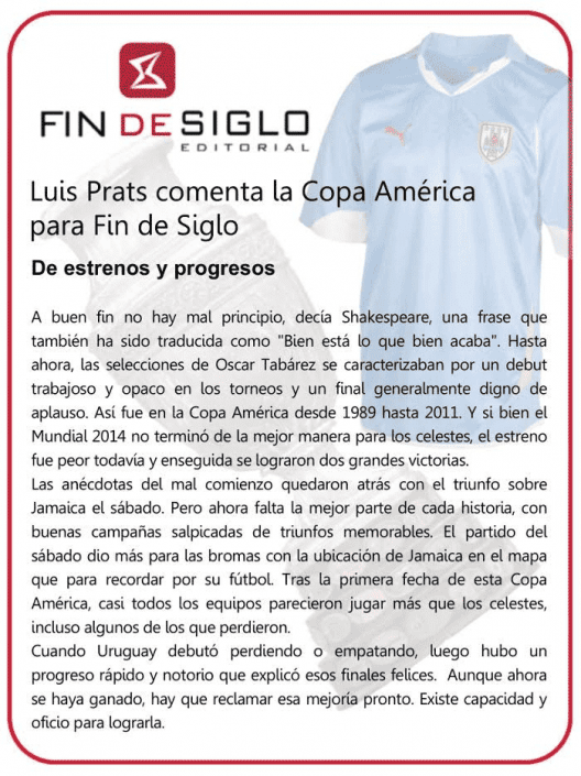 Luis Prats comenta la Copa América 2015 – Cámara Uruguaya del Libro